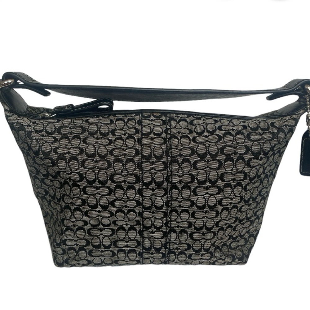 Coach Logo Mini Bag. Black Logo On Gray Fabric. - Gem